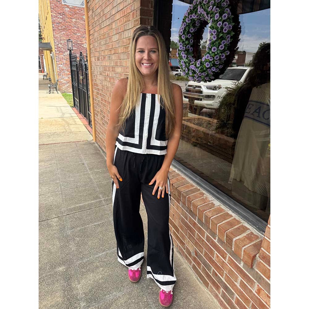 Greek Key Pants | Haley Bee Boutique